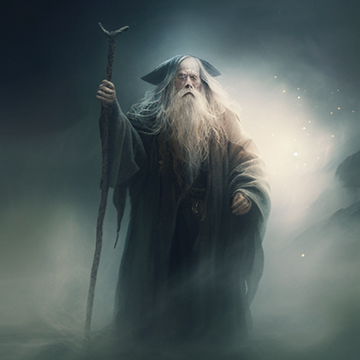 jamesharrison: an old wizard standing in the fog with a staff in one ...