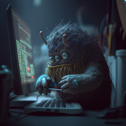 sebastianyilmaz: The ugly monster uses a computer like a hacker. Photo ...