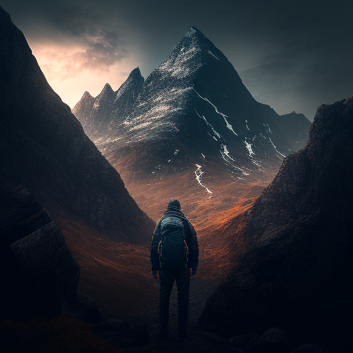 danieljudd: A cascading mountain scape with a lonely traveller in the ...