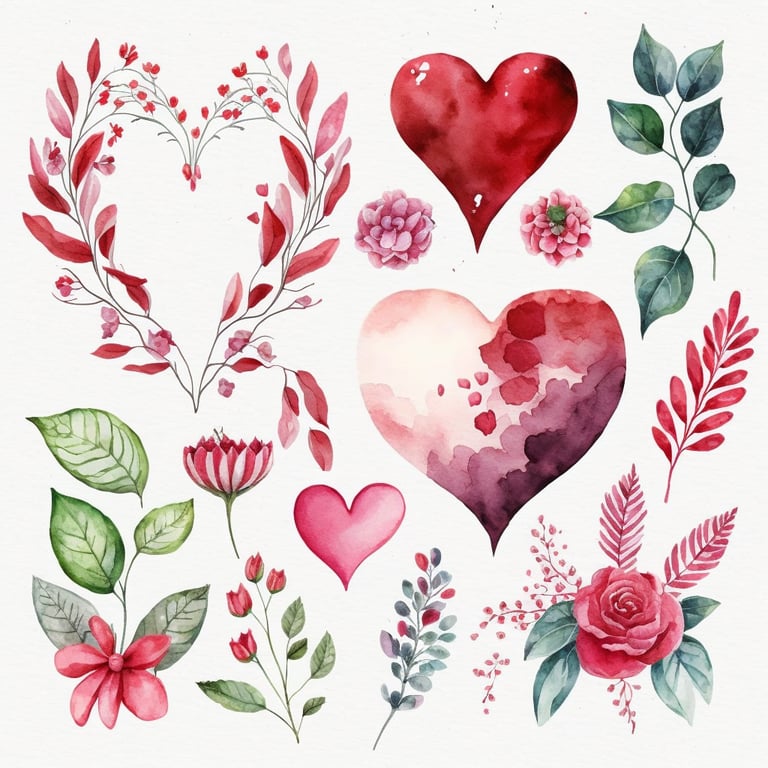anne: Watercolor Valentines Day Love Clipart, white background, Hand ...