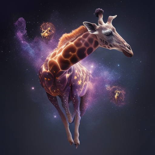stephenfarr: Giraffe with wings in space, hyper realistic, digital art