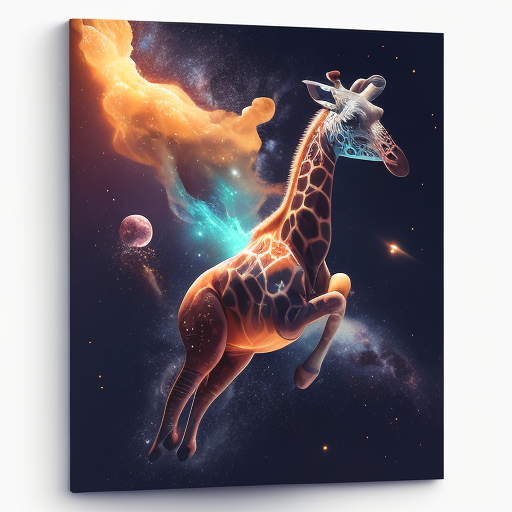 stephenfarr: Giraffe with wings in space, hyper realistic, digital art