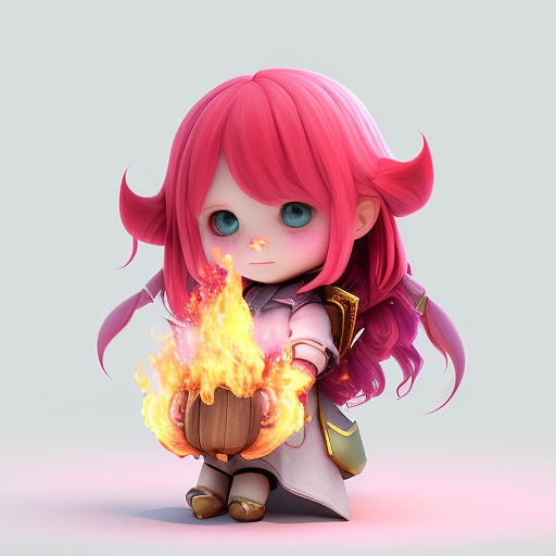 maundytime: pink hair, little girl, fire magic