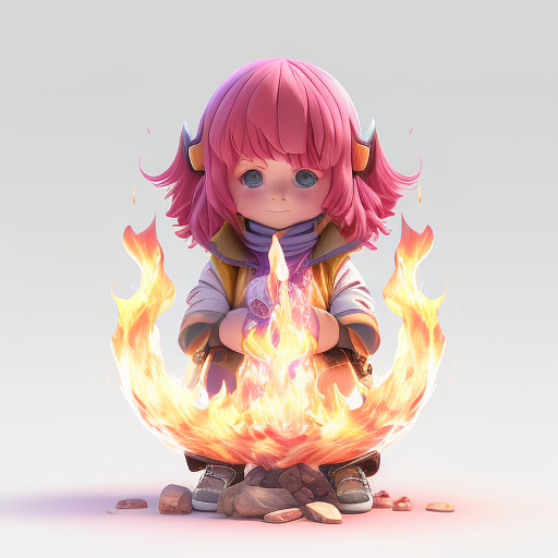 maundytime: pink hair, little girl, fire magic