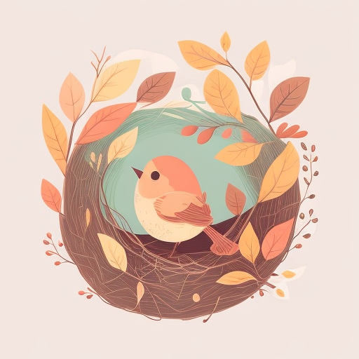 maundytime: little cute bird, bird nest, tree branch, warm color ...