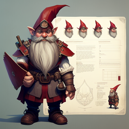 sandcrawlermusk: A gnome knight wearing a tall red cap and a set of ...