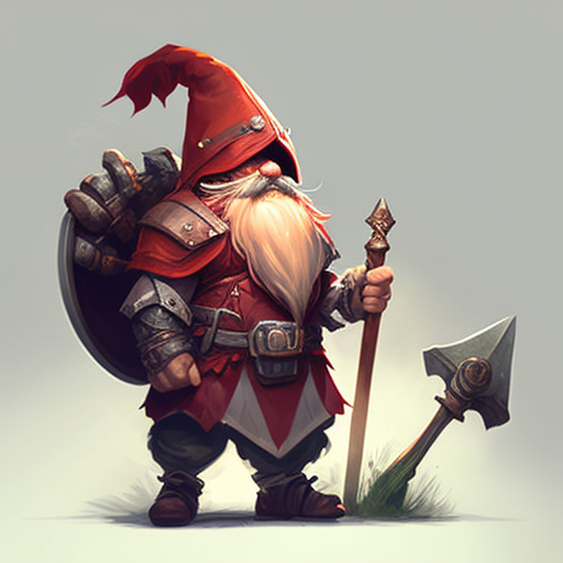 sandcrawlermusk: A gnome knight wearing a tall red cap and a set of ...