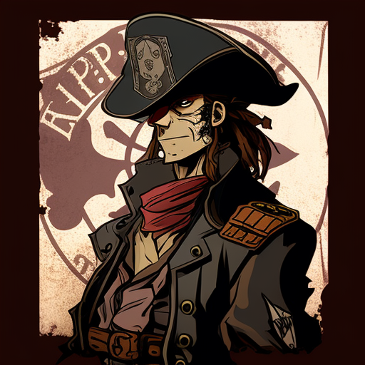 danielexposito: popular memes as pirate captain pfp in 90's manga style art