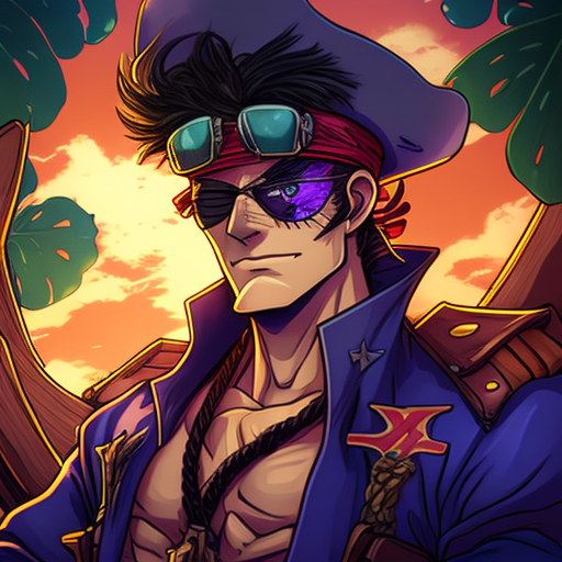 danielexposito: popular memes as pirate captain pfp in 90's manga style art