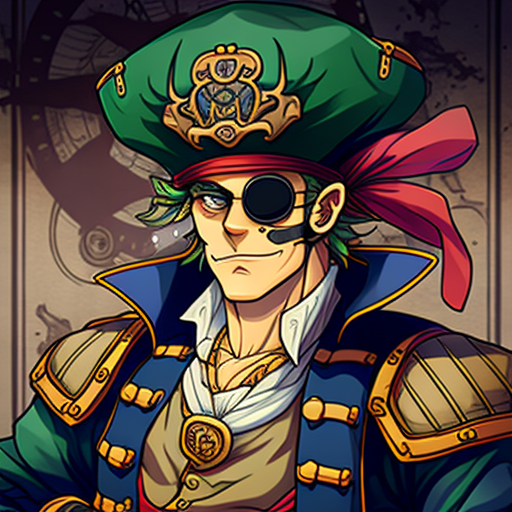 danielexposito: popular memes as pirate captain pfp in 90's manga style art