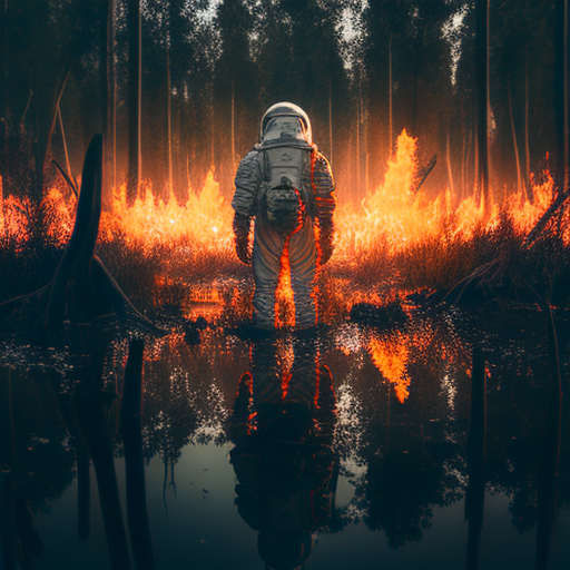 Astronaut On Fire Wallpaper