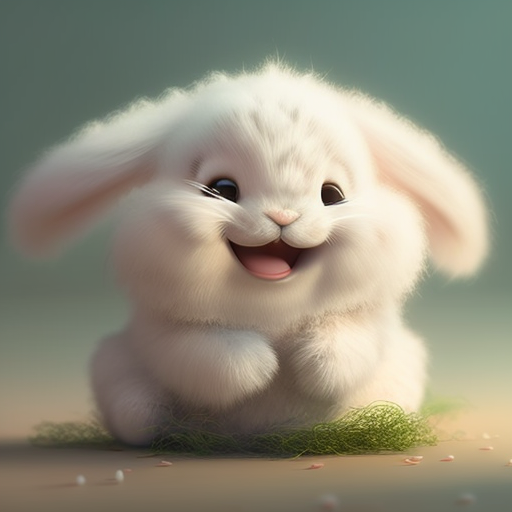 sl.: white rabbit laughing, Realistic,
