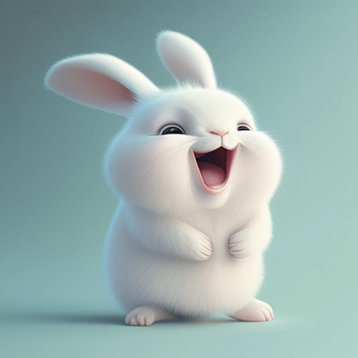 sl.: white rabbit laughing, Realistic,