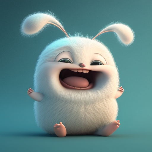 sl.: white rabbit laughing, Realistic,