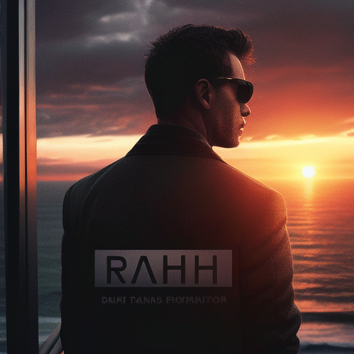 johnrath: The Architect from The Matrix looking out to an ocean sunset with a name tag on that ...