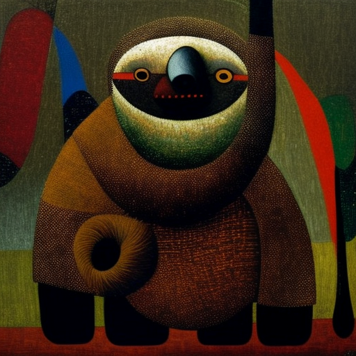 meek-peafowl563: a sloth, painting by Joan Miro