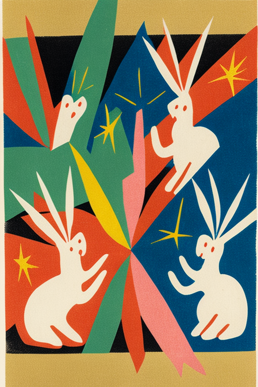 wei: a bunch of cute rabbits playing fireworks by Henri Matisse ...