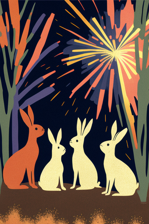 wei: a bunch of cute rabbits playing fireworks by Henri Matisse ...