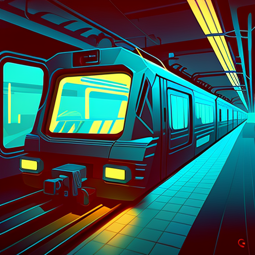 sethmillstein: vector of a cyberpunk subway train, cell-shading, thick ...