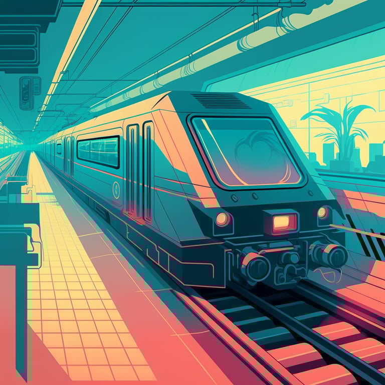 sethmillstein: vector of a cyberpunk subway train, cell-shading, thick ...