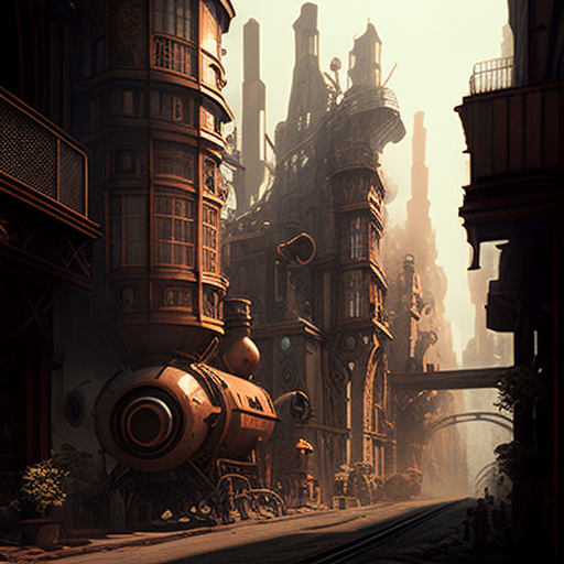 austinnoble: Realistic Large steampunk city from down low with muted ...