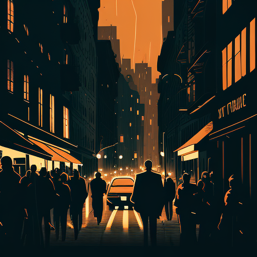 Crowded City Street Night