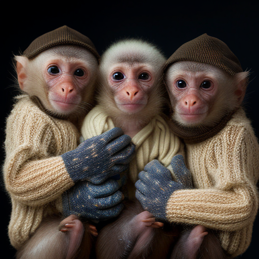 lukeabbott: three furry capuchin monkeys wearing tiny berets and knit ...