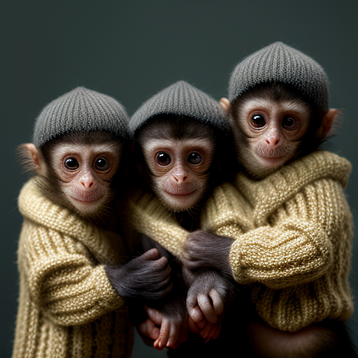 lukeabbott: three furry capuchin monkeys wearing tiny berets and knit ...