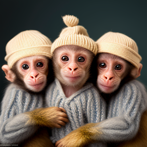 lukeabbott: three furry capuchin monkeys wearing tiny berets and knit ...