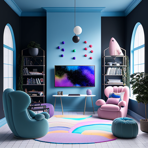 aged-gazelle510: Gaming Room with galaxy colours and decorations fro room