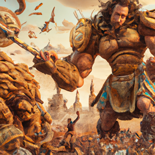 arongalonsky: pltn style, Hyperdetailed scene of david fighting goliath ...