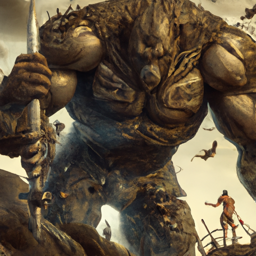 arongalonsky: pltn style, Hyperdetailed scene of david fighting goliath ...