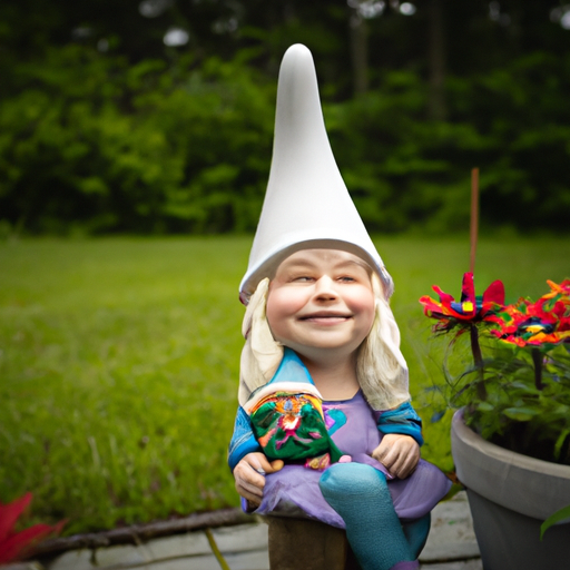 kimmikkelsen: garden gnome happy 5 year old blonde girl