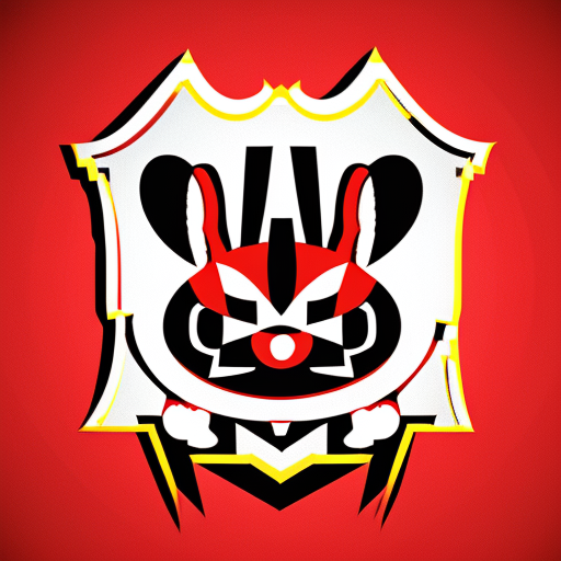 sl.: a logo based on word "rabbit", golden color on the pure red ...