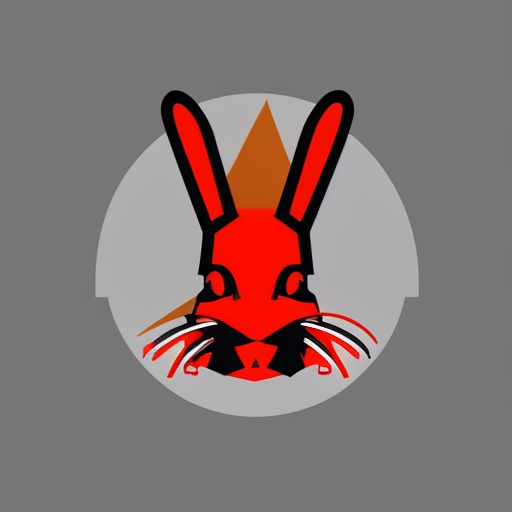 sl.: a logo based on word "rabbit", golden color on the pure red ...