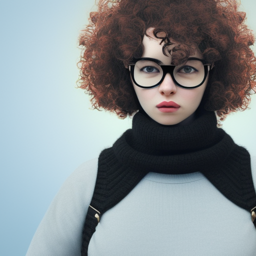 addison: Woman with curly hair wears a black turtleneck, wears nerdy ...