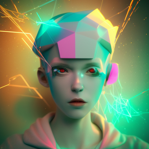 easement: Man, antennae on head, electric sparks, vaporwave hexagon ...