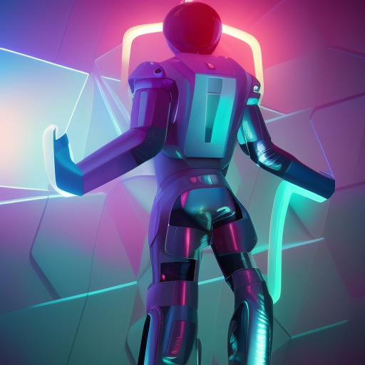 easement: Man, blue tron suit, electric sparks, vaporwave hexagon ...