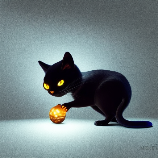 PromptPa: a cute black cat with great detail playing with a rat