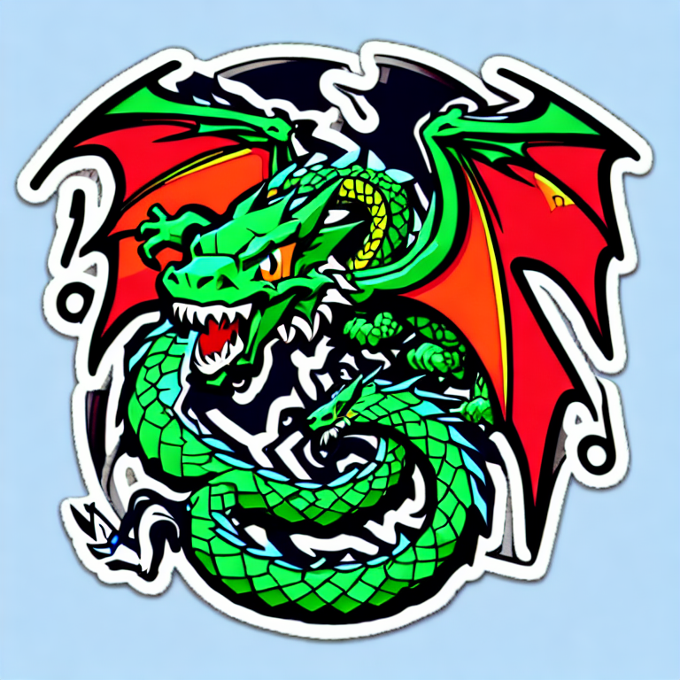bitfloorsghost: dragon die-cut sticker, 2d cartoon, anime key visual ...