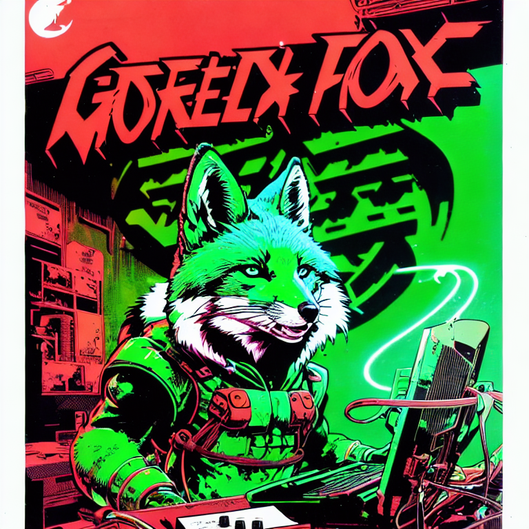 johnsu: green fox playing games on a computer