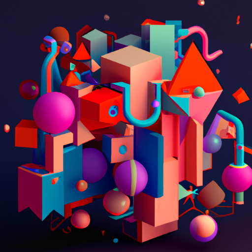 bitfloorsghost: vibrant 3d shapes, on a dark background, beautiful lighting