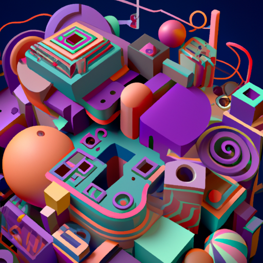 bitfloorsghost: vibrant 3d shapes, on a dark background, beautiful lighting