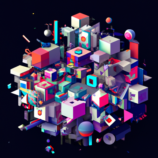 bitfloorsghost: vibrant 3d shapes, on a dark background, beautiful lighting