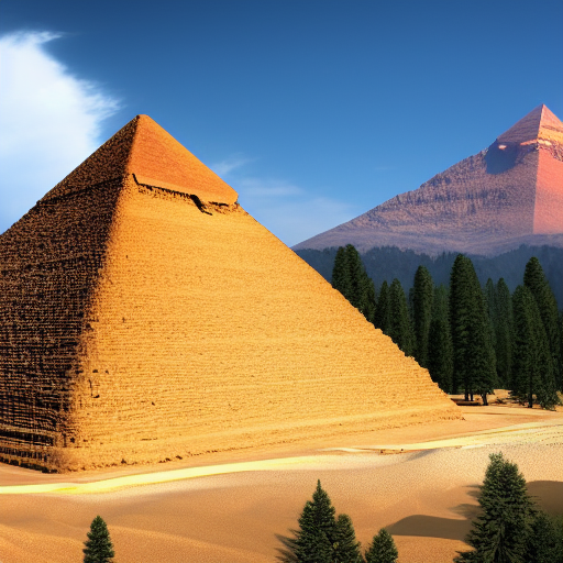 gabewallace: /imagine prompt: Egyptian pyramid, giant sequoia forest ...