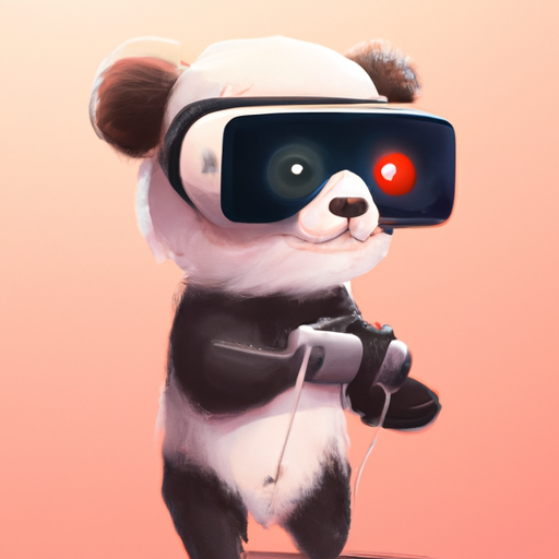 yandislidesains: a cute little panda, wearing vr headset, digital ...