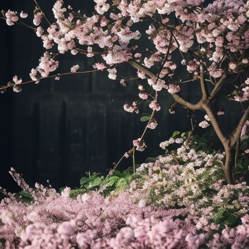 honnig: Cherryblossomtree inside a big ruin