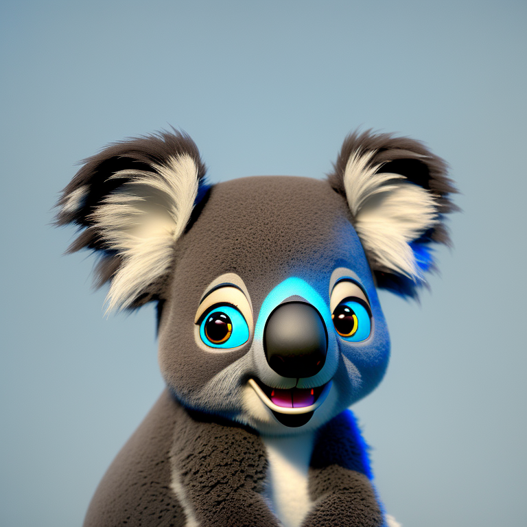 ryanlalonde: A Koala, gradient background, black eyes, black nose