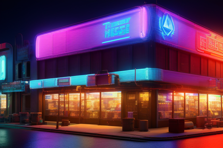 sethmillstein: redshift style, 3d render of a cyberpunk video store ...