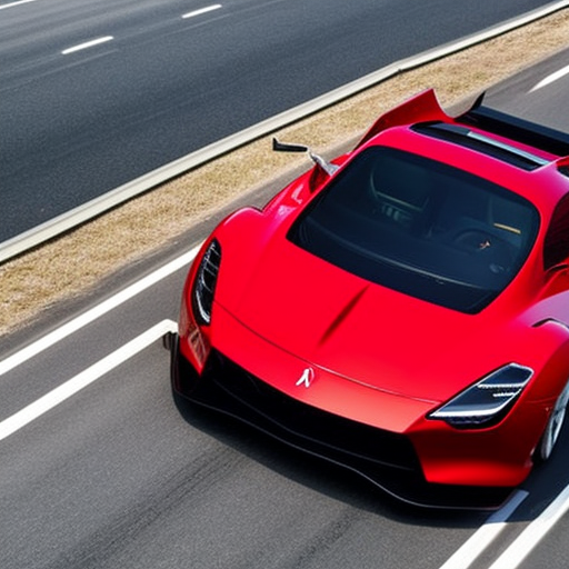 bitfloorsghost: top down view of a red sports car on a highway